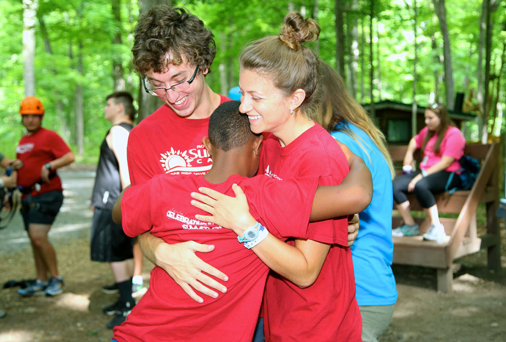 Sunshine Campers Hugging - Rochester Rotary Sunshine Camp